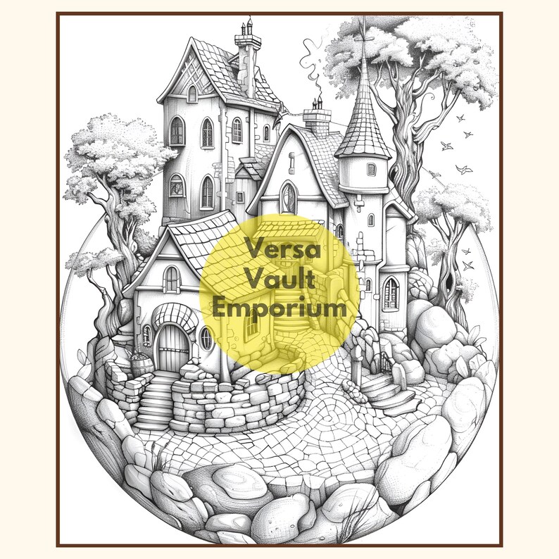 Pocket Worlds Coloring Pages Cozy Fantasy Scenes Relaxing Coloring Book ...