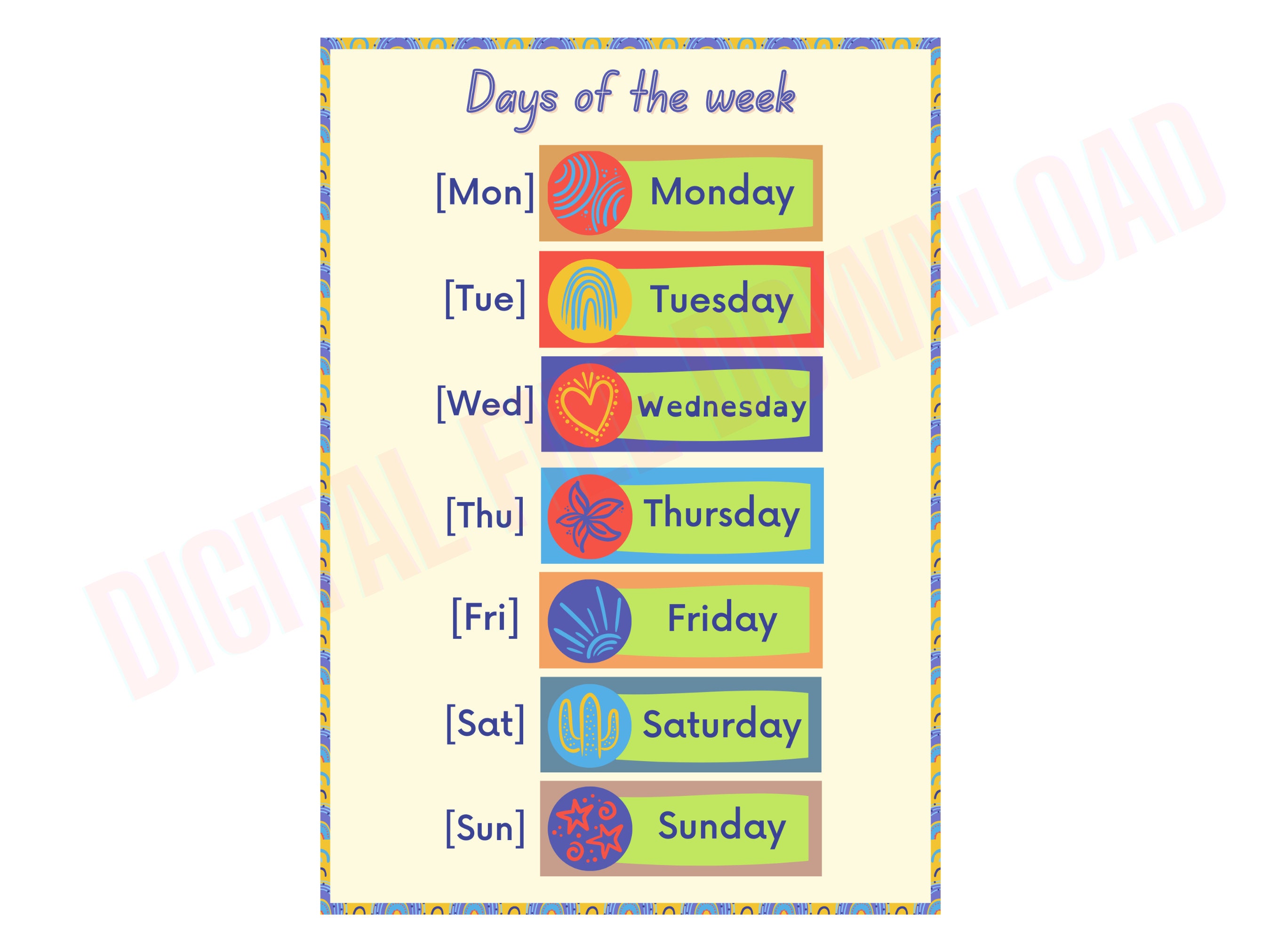 Days of the Week Homeschool Weeks Until Printable Wall Art - Etsy