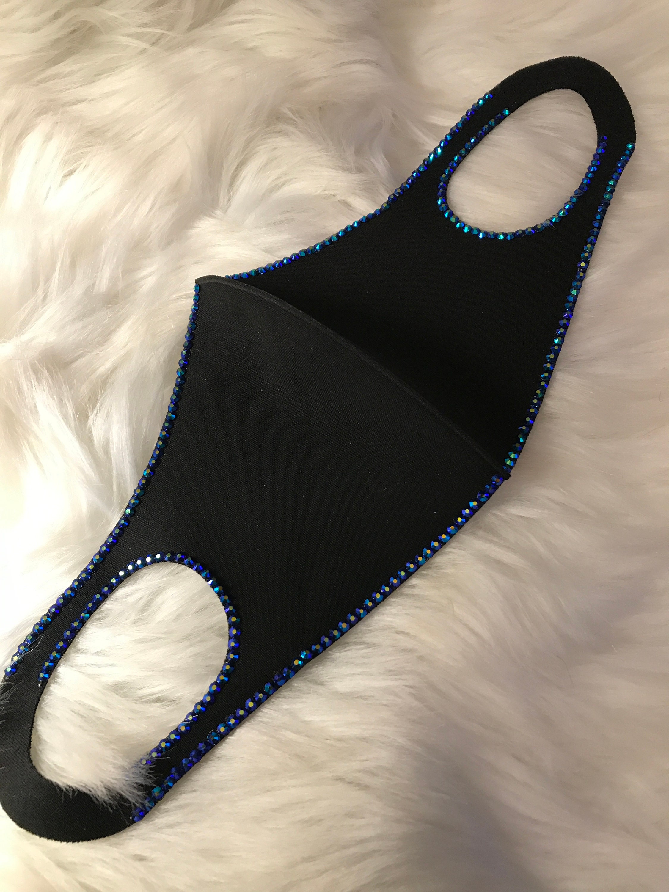 CUSTOMIZABLE Blue Blinged Black Face Mask | Etsy