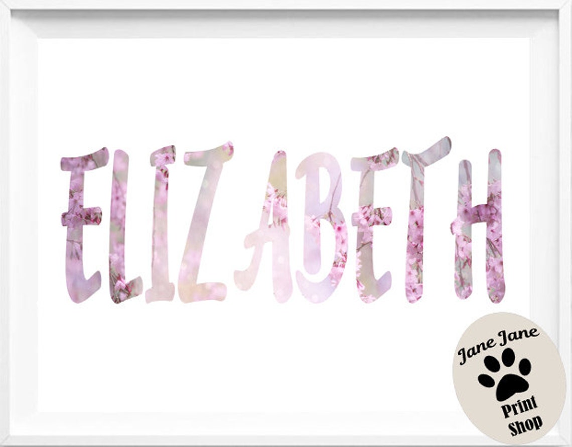 Elizabeth Printable Personal Baby Name Art Nursery Decor | Etsy