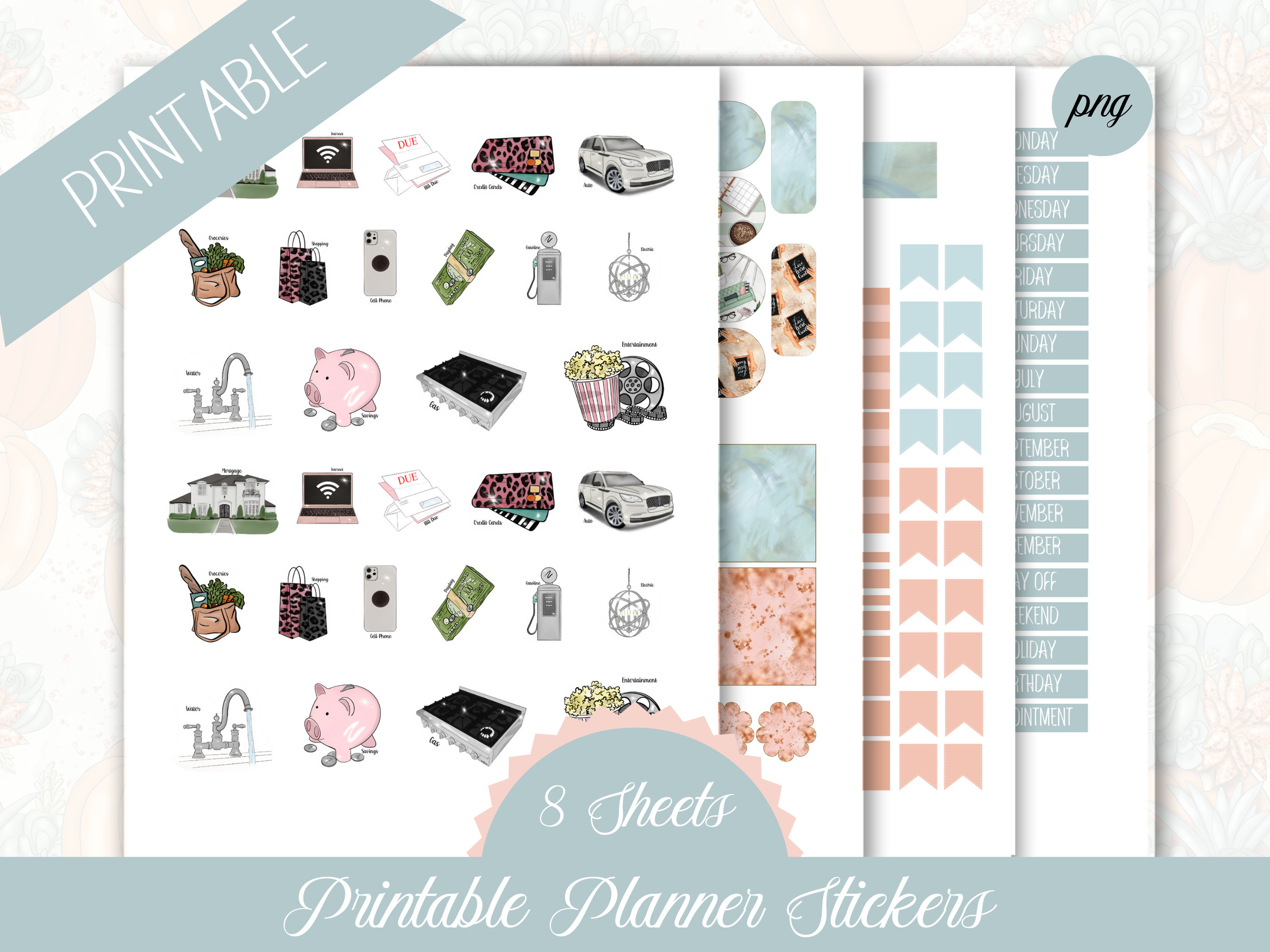 Pastel Printable Planner Stickers, 2 | Weekly Planner Sticker Kit ...