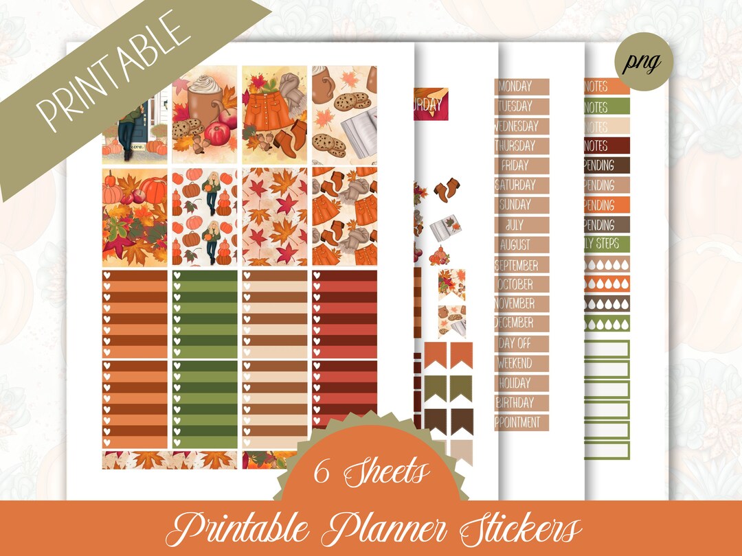 Fall Planner Stickers: Weekly Kit, Functional & Decorative (digital ...