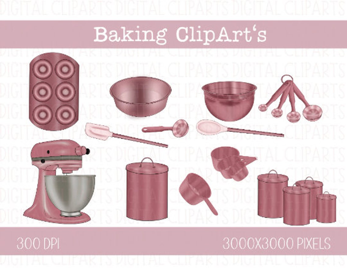 Baking Supplies Clipart,bakery Logo Design,digital Food Clipart,hand ...