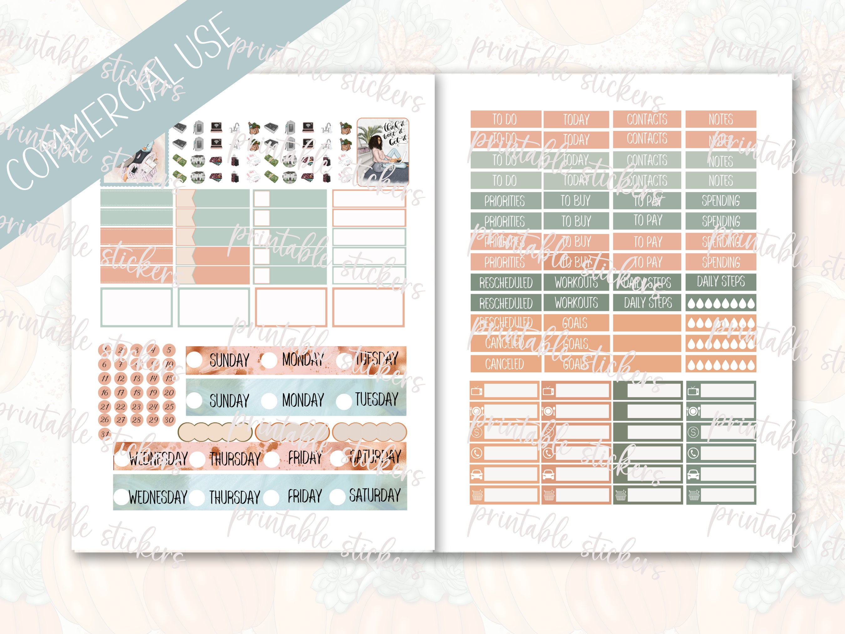 Pastel Printable Planner Stickers, 2 | Weekly Planner Sticker Kit ...