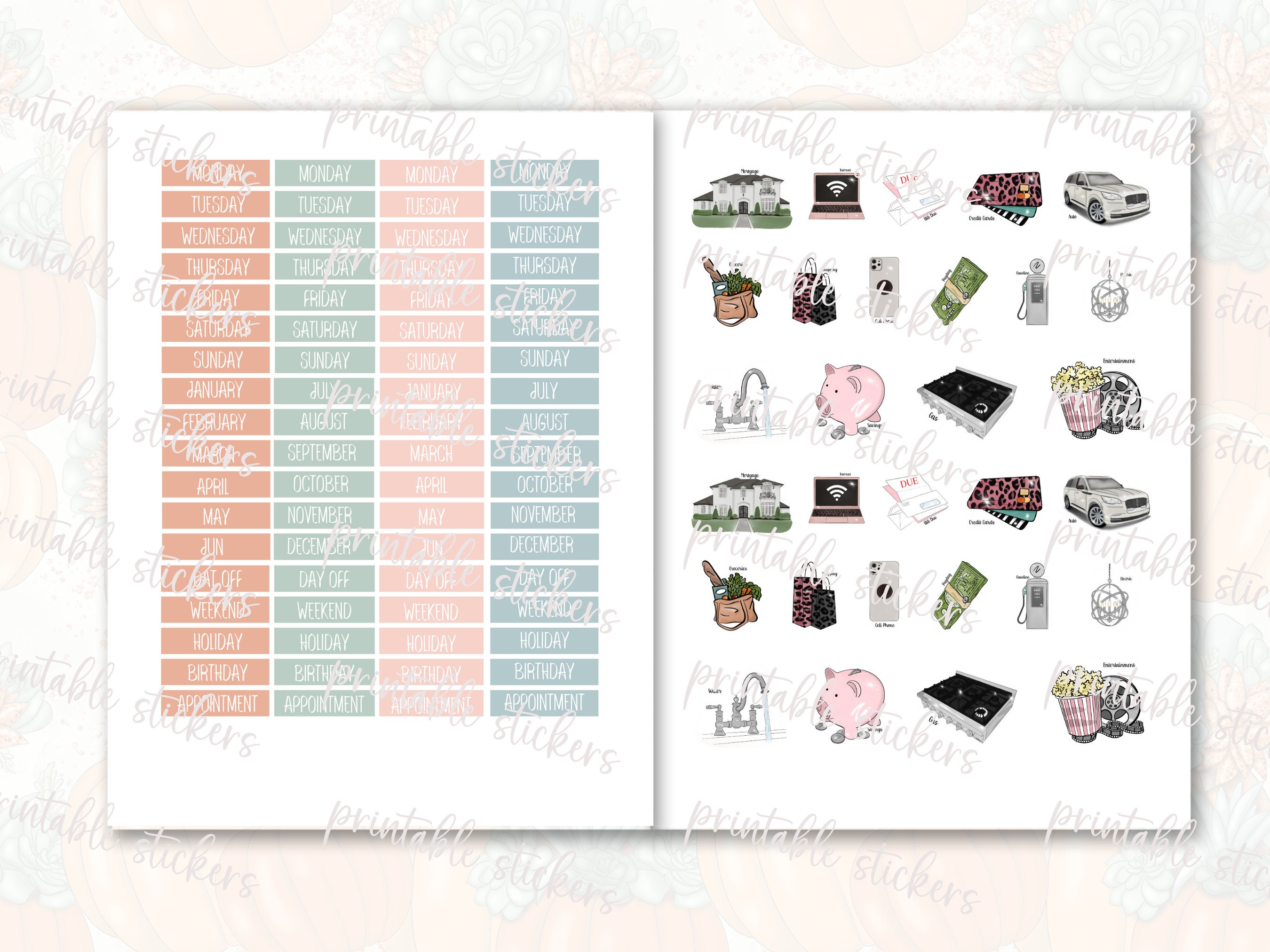 Pastel Printable Planner Stickers, 2 | Weekly Planner Sticker Kit ...