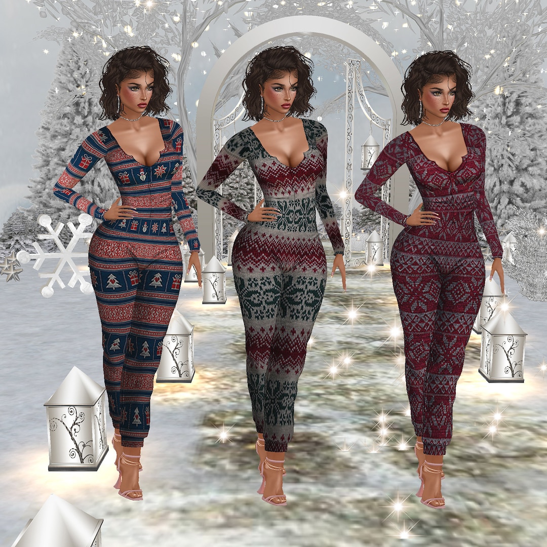 IMVU Files, Winter, Bundle ,digital, Christmas ,pajamas, Pjs, Jumpsuit ...
