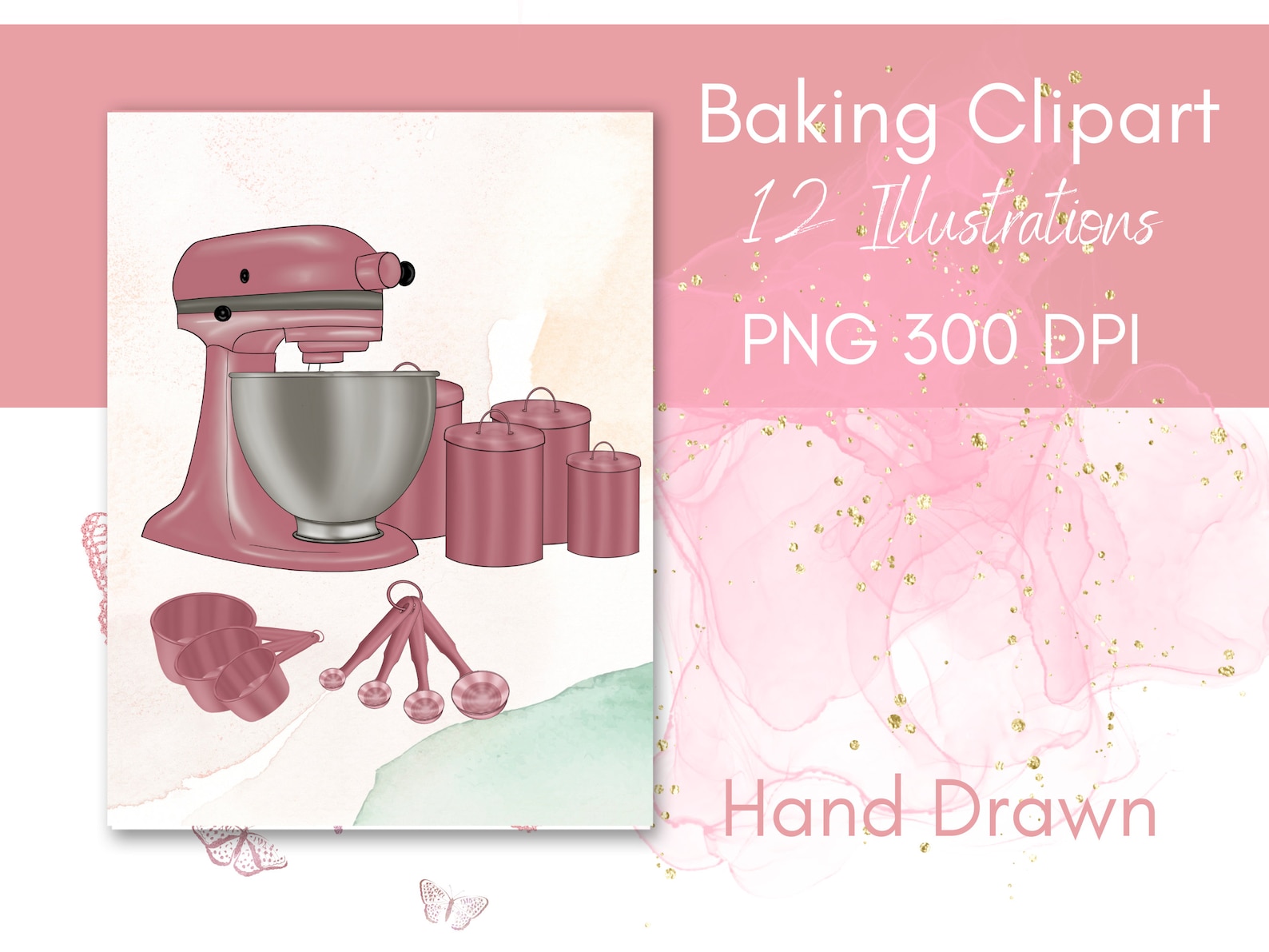 Baking Supplies Clipart,bakery Logo Design,digital Food Clipart,hand ...