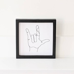 I Love You American Sign Language Hand Sign ILY Minimalist Line Art ...