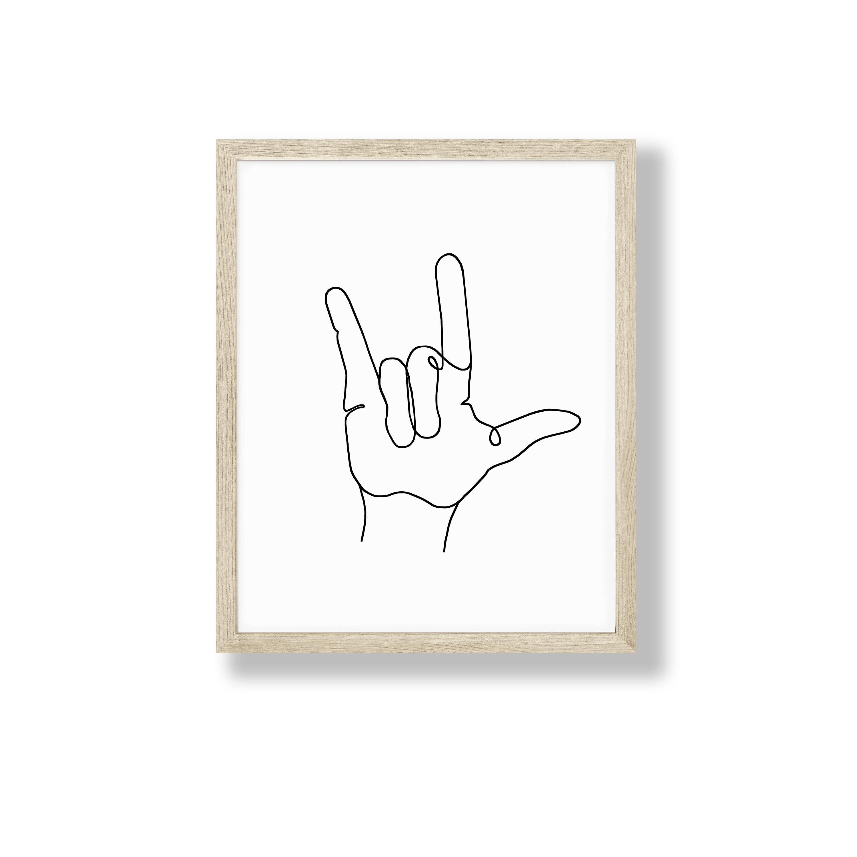 I Love You American Sign Language Hand Sign ILY Minimalist Line Art ...