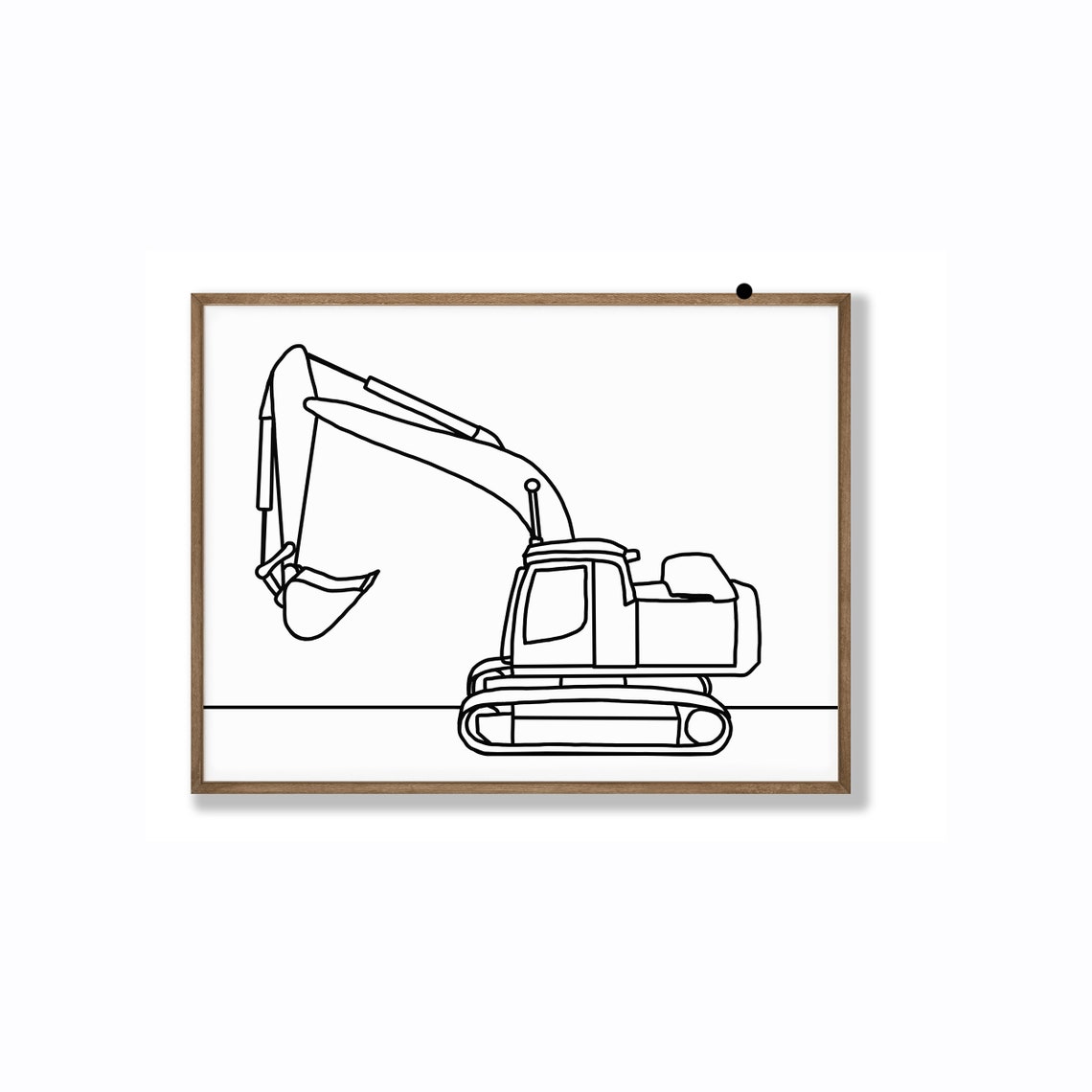 Construction Truck Line Art Backhoe Loader and Track Hoe Excavator Two ...