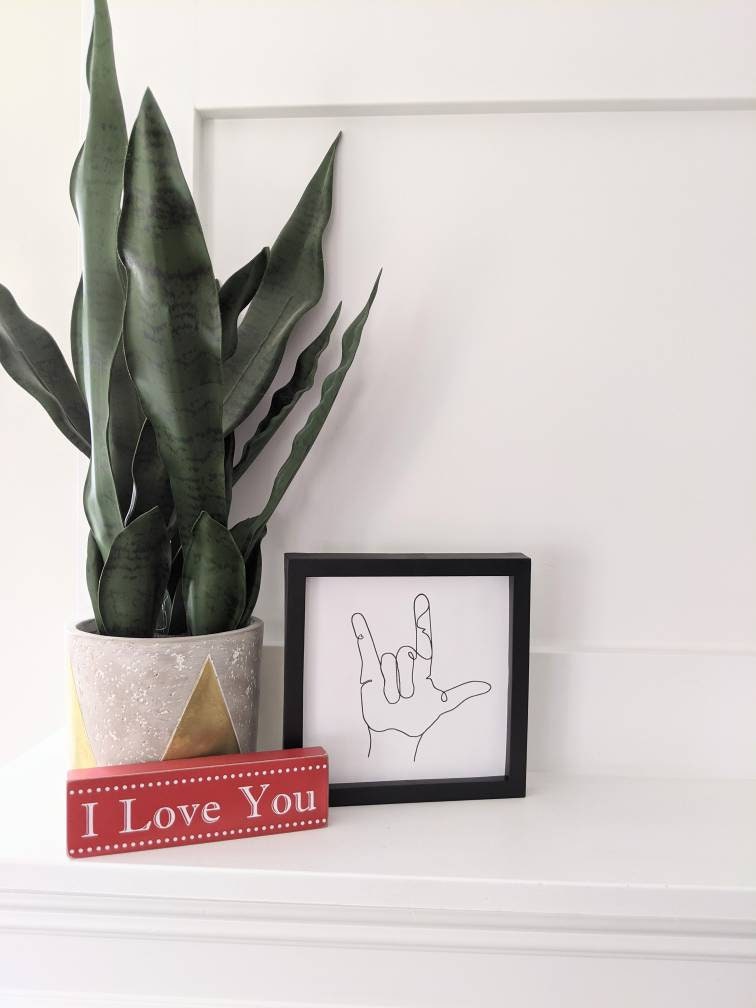 I Love You American Sign Language Hand Sign ILY Minimalist Line Art ...