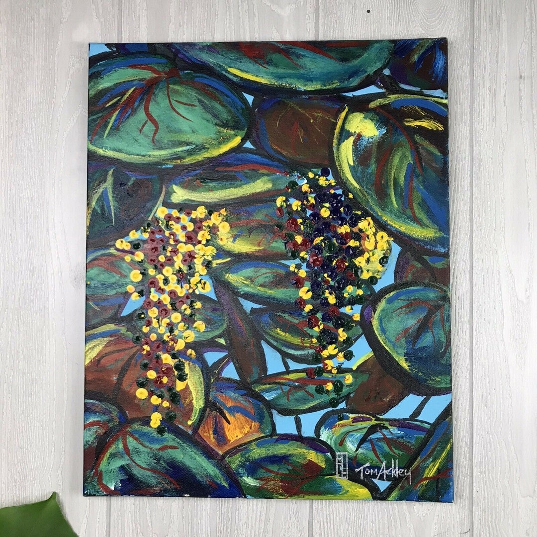 Tom Ackley Original Artwork Signed Colorful Tropical Leaves Nature on ...