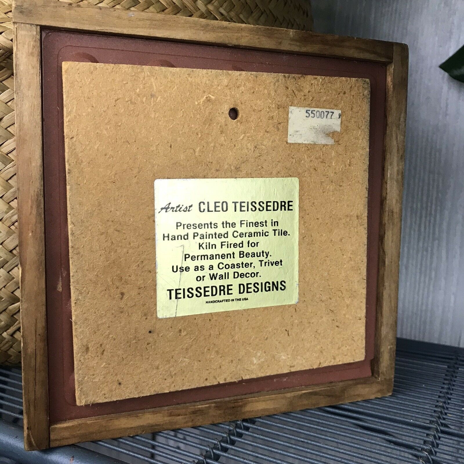 Cleo Teissedre Ceramic Tile Wall Art Trivet Hand Painted Framed ...
