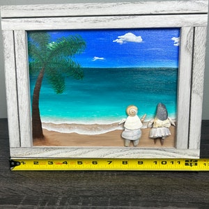 Hand Painted Beach Scene With Shell People 8x10 With Frame - Etsy