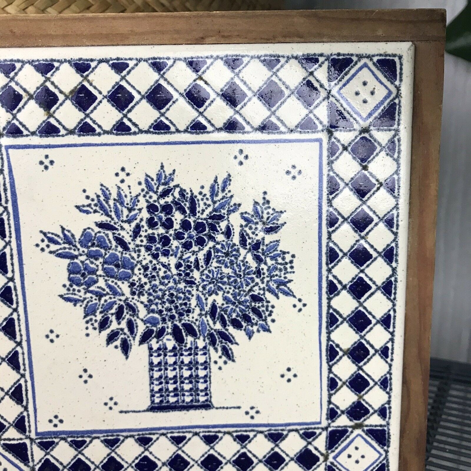 Cleo Teissedre Ceramic Tile Wall Art Trivet Hand Painted Framed ...