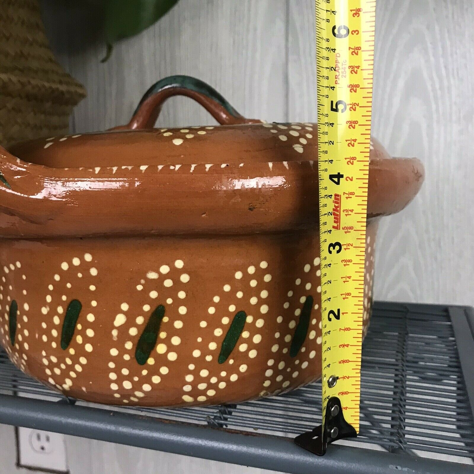 Vintage Redware Pottery Cazulea Hand Painted Lidded Round Casserole ...