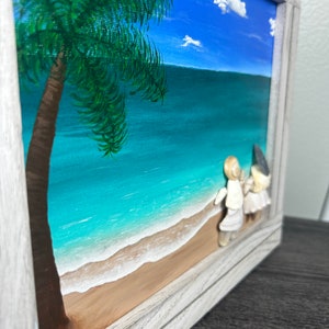 Hand Painted Beach Scene With Shell People 8x10 With Frame - Etsy