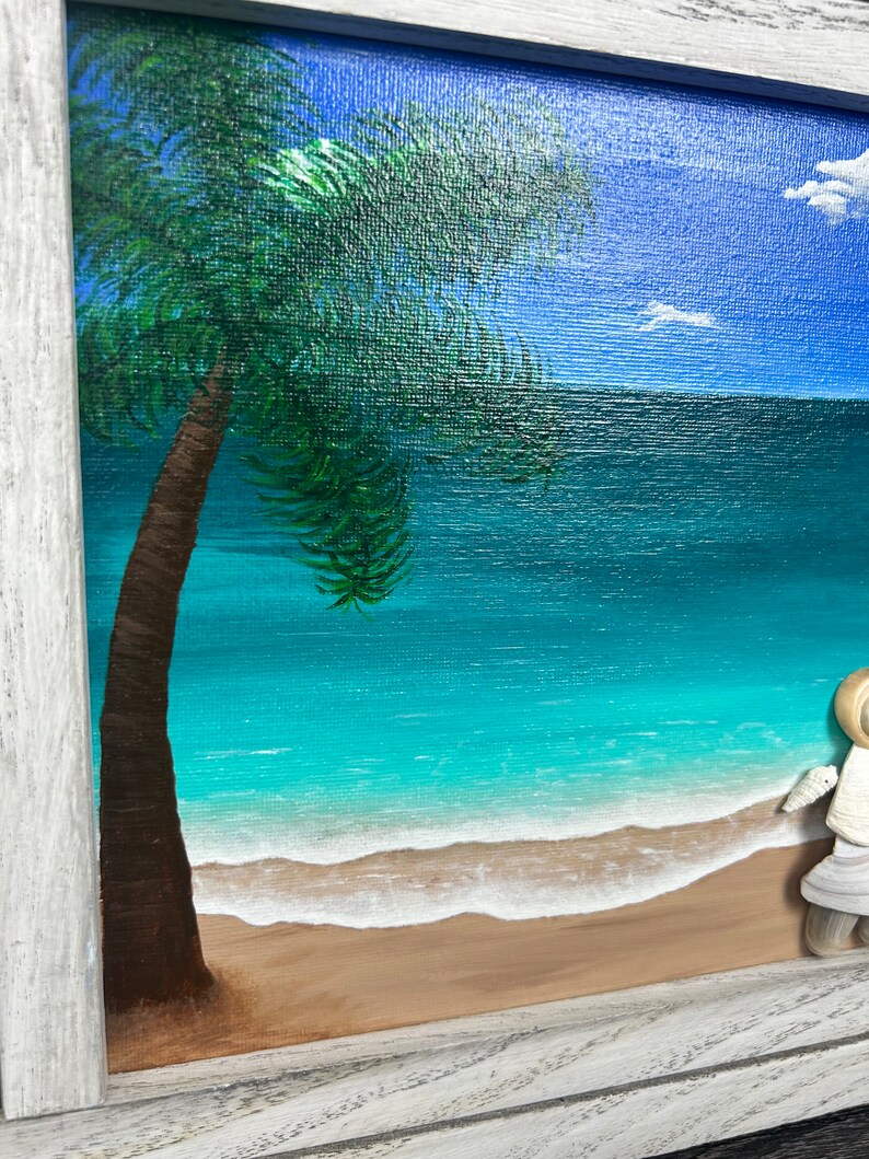 Hand Painted Beach Scene With Shell People 8x10 With Frame - Etsy