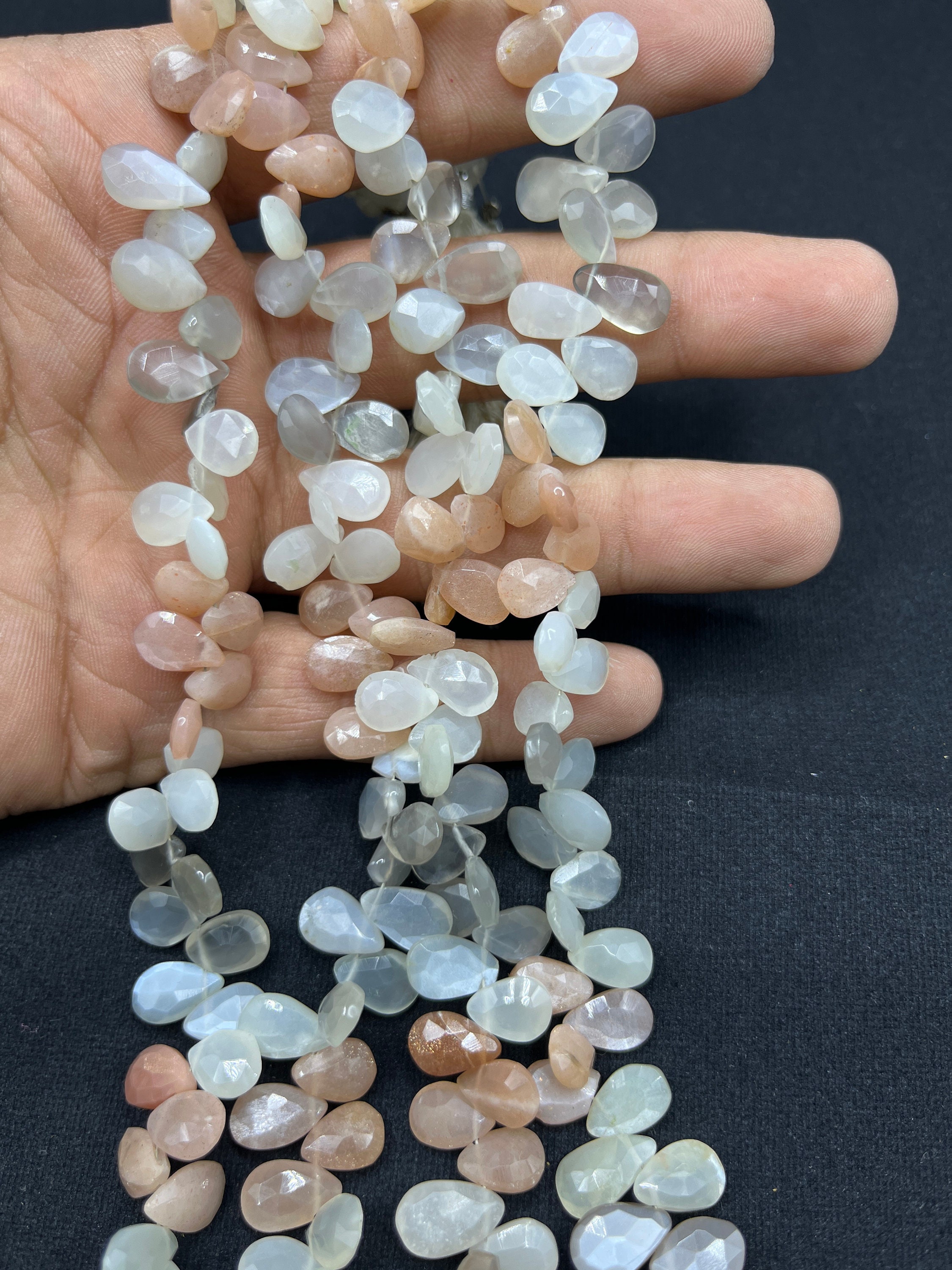 EXCELLENT Multi Moonstone Faceted Pear Shape Beads 3x5-4x6mm Multi ...