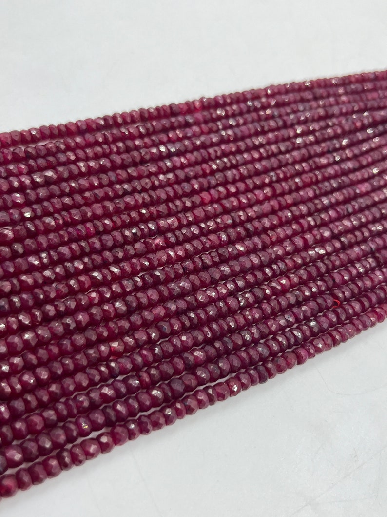 AAA+ Ruby Faceted Rondelle Beads 4mm Corundum Ruby Beads 13 Inch Dyed ...