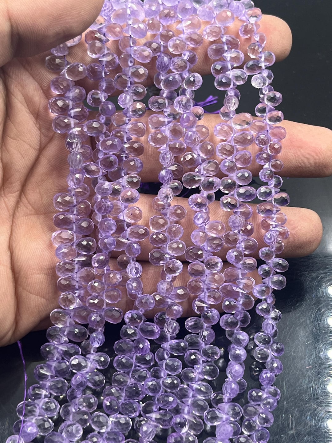 Natural Brazil Amethyst Faceted Drops 3*5mm Amethyst Drops 8 Inches ...