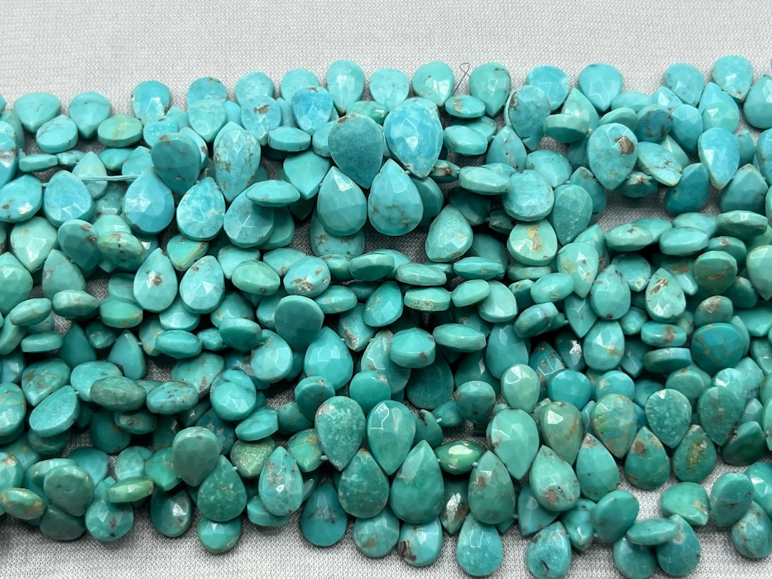 Natural Arizona Turquoise Faceted Pear Shape Beads AAA Natural ...