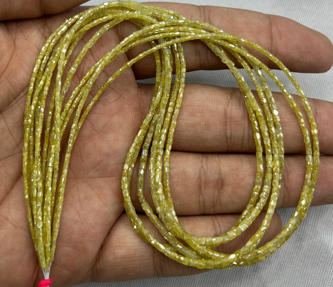 Natural Yellow Dimaond Faceted Cube Shape Beads 3mm Yellow Diamond ...