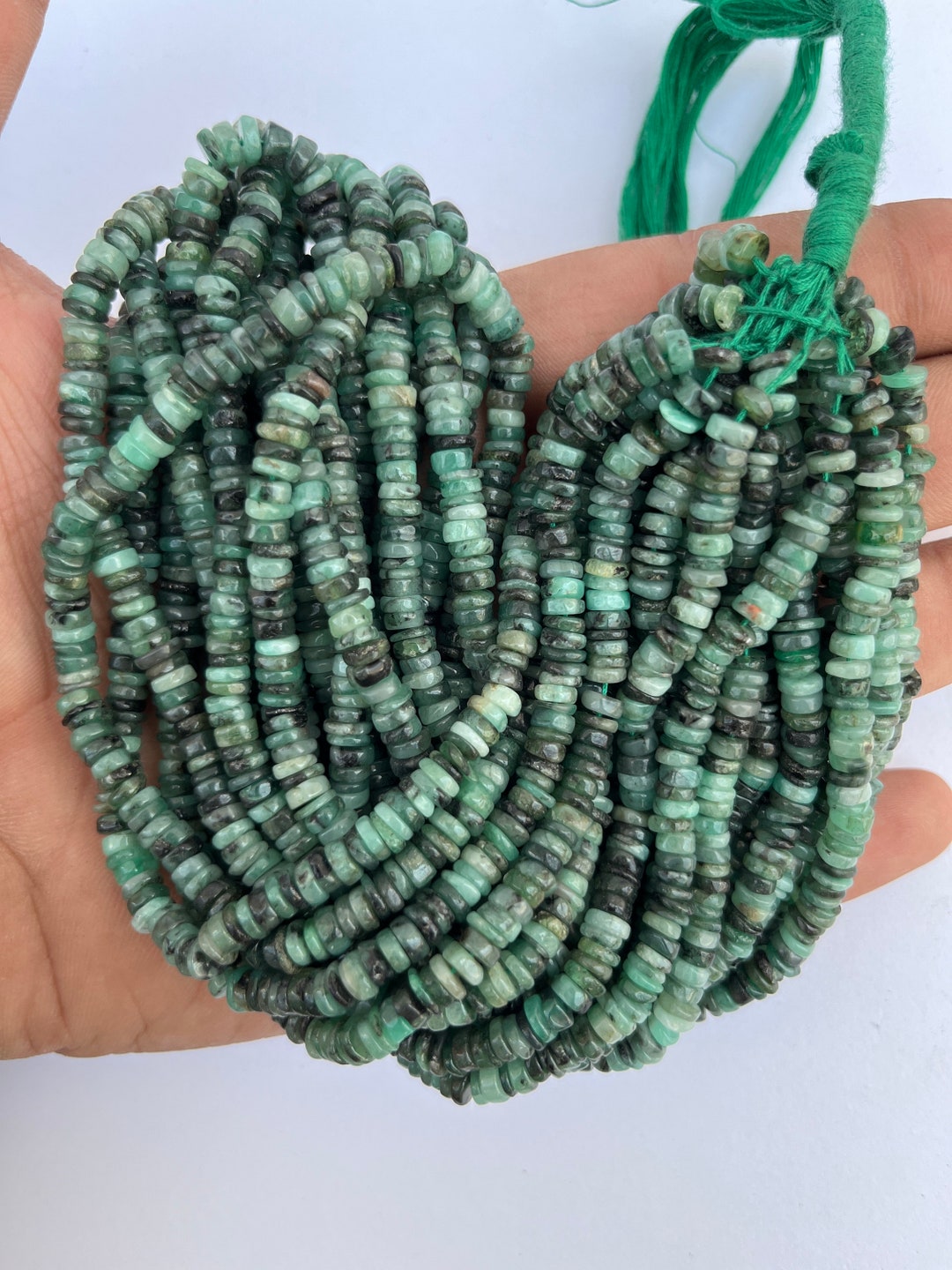 AAA+ Shaded Emerald Smooth Tyre Shape Beads Emerald Wheel Shape Beads ...