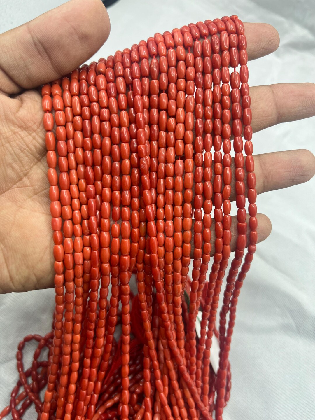 Natural Italian Coral Smooth Tube Beads Coral Pipe Beads Smooth Coral ...