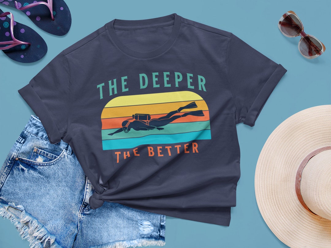 The Deeper the Better Scuba Retro Sunset Unisex T-shirt, Funny Scuba ...
