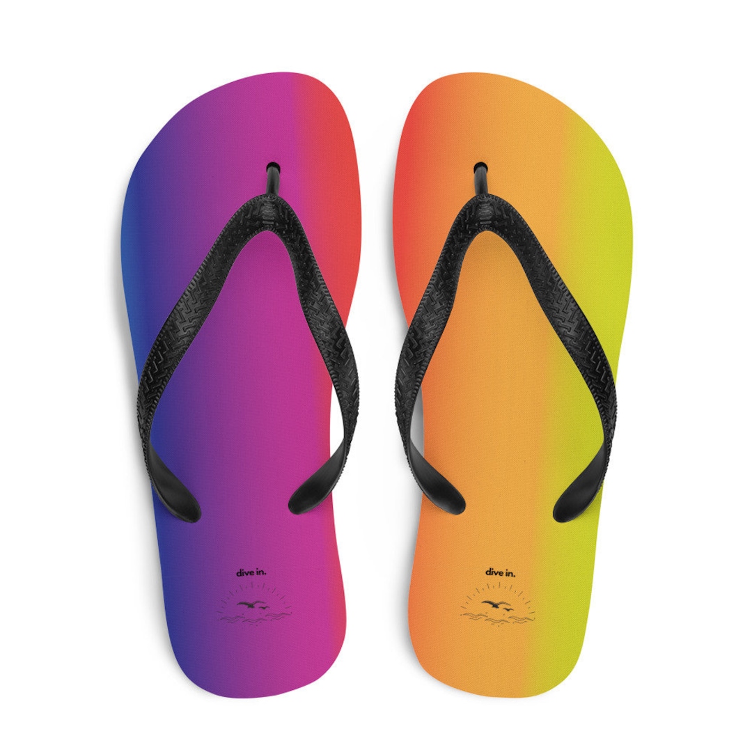 Rainbow Flip-flops, Beach Sandals, Custom Rainbow Design, Matching ...