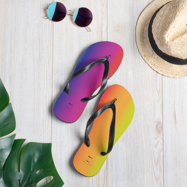 Rainbow Flip-flops, Beach Sandals, Custom Rainbow Design, Matching ...