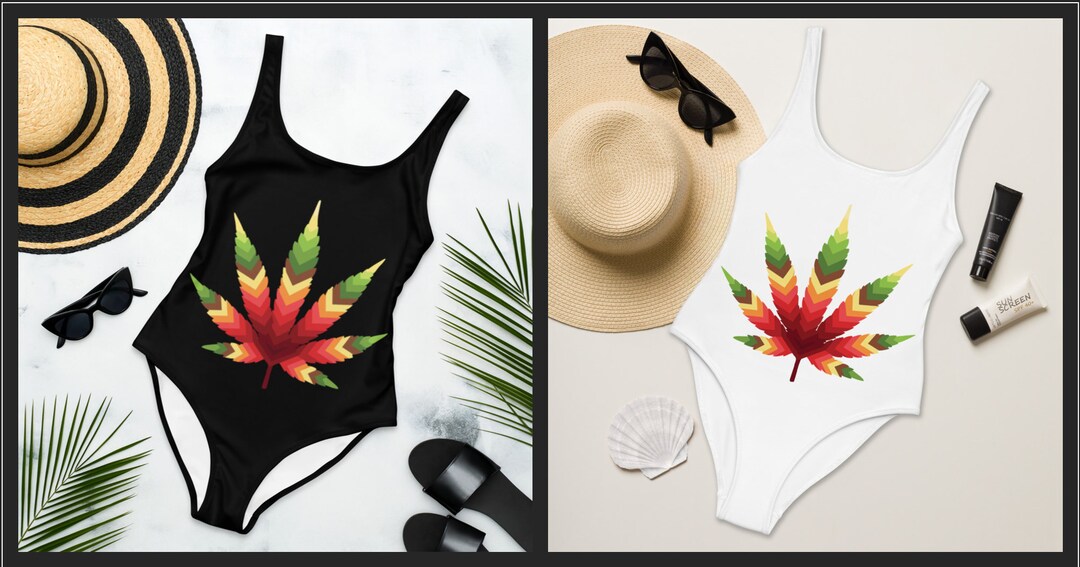 Cannabis Leaf Travel Swim Suit Marijuana Leaf Colorful - Etsy