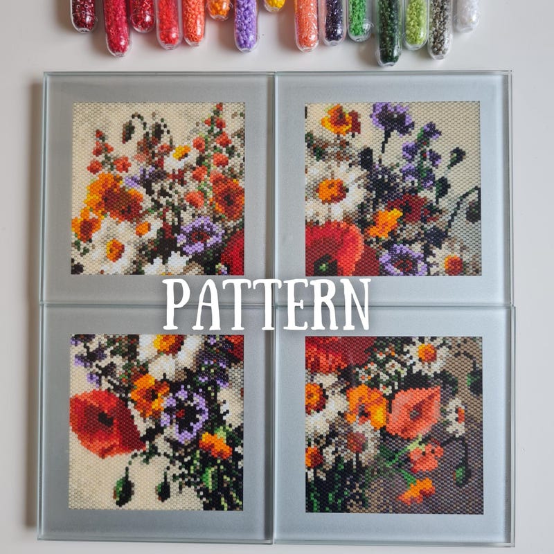 Beaded Floral Coasters - Etsy