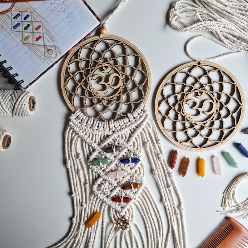 DIY Macrame Kit Chakra Macrame Dreamcatcher DIY Set - Etsy