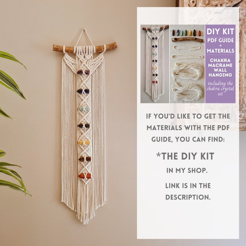 Chakra Macrame Wall Hanging Pattern, Removable Chakra Crystals ...