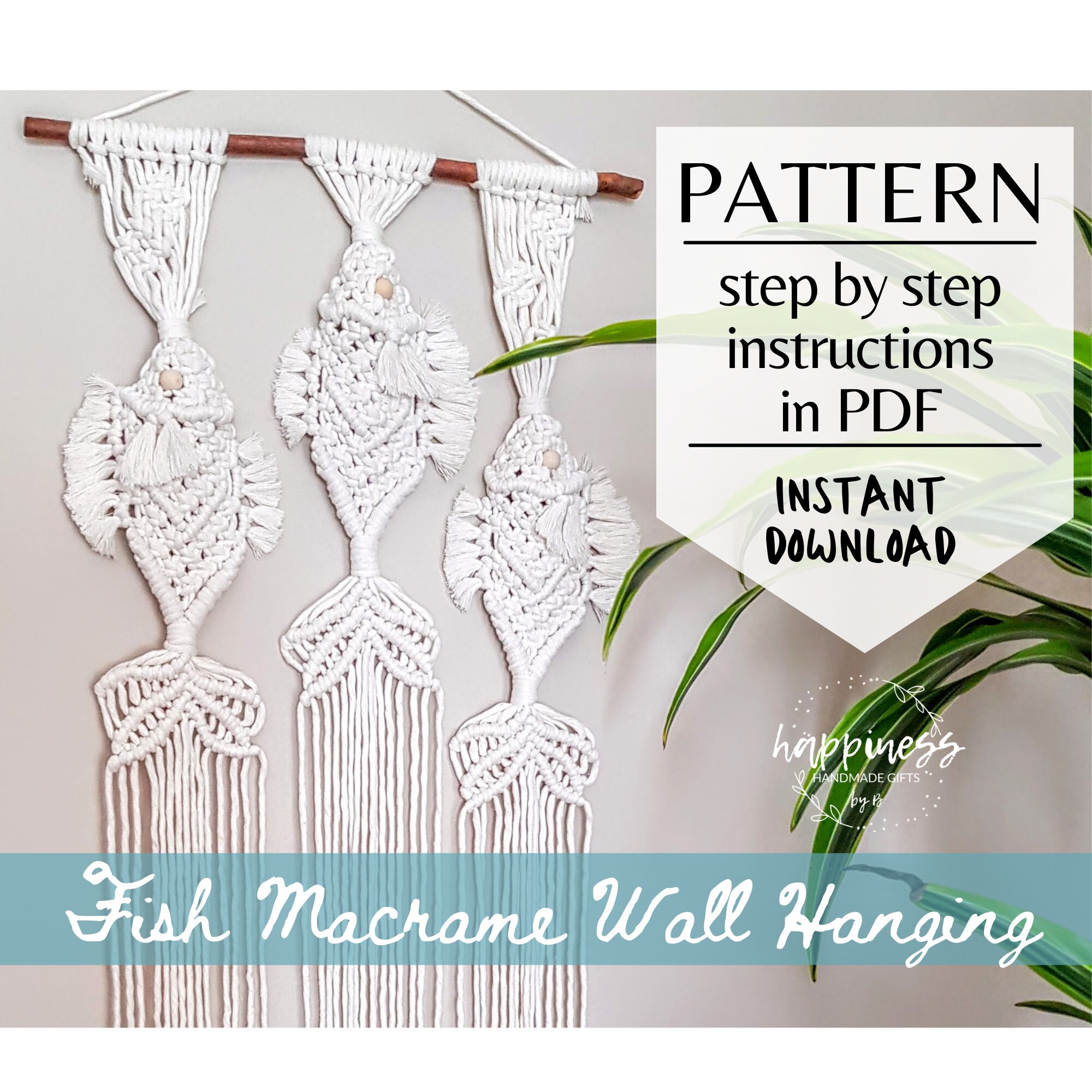 Macrame Fish Wall Hanging Pattern Step by step written | Etsy