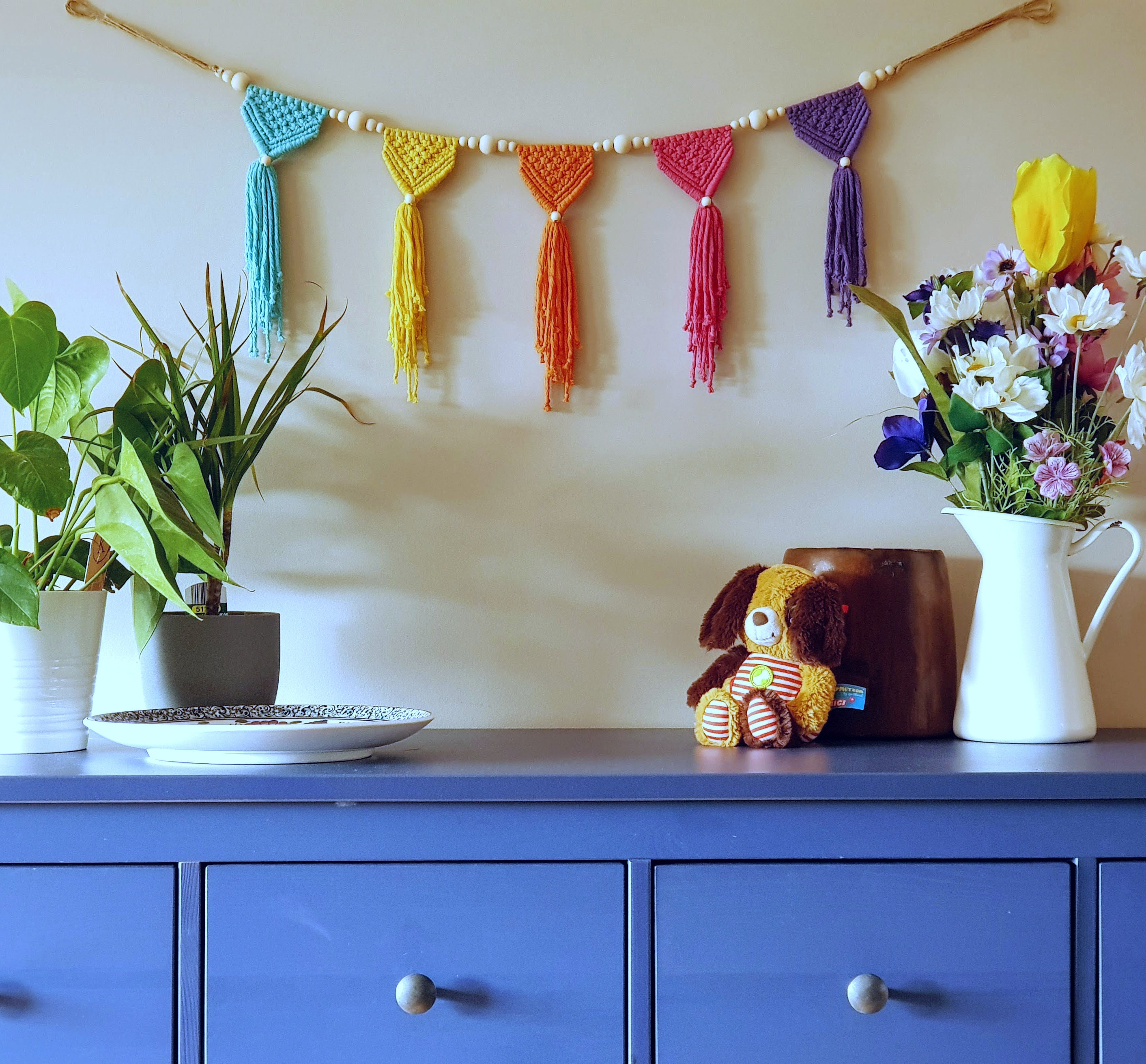 Rainbow Macrame Banner, Baby Shower Backdrop, Nursery Decor, Macrame ...