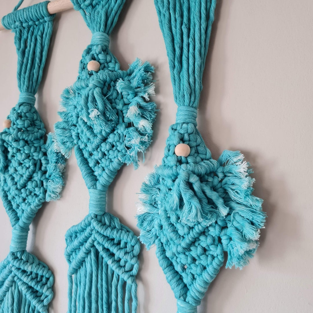 Ombre Macrame Fish Wall Hanging, Hand Dyed Wall Art, Under the Sea Yarn ...