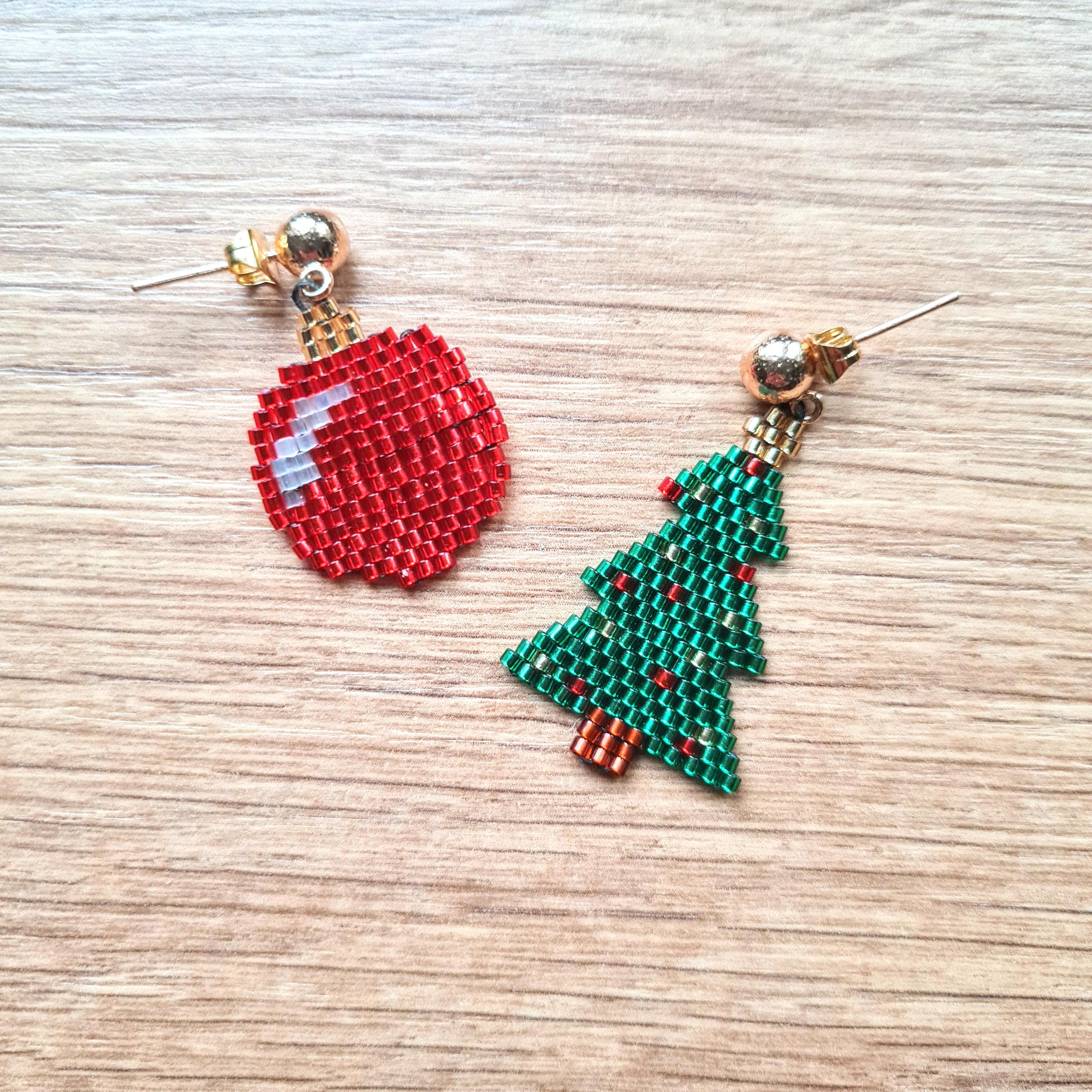 Christmas Beaded Earrings Pattern Set | With Word Chart | Christmas ...