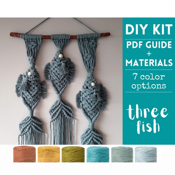 DIY Macrame Kit Fish Macrame Wall Hanging Kit Macrame - Etsy