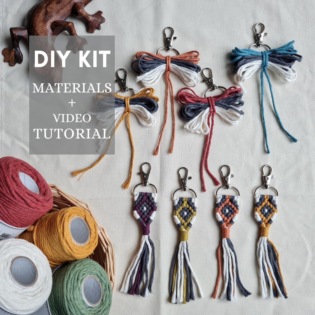 Macrame Keychain DIY Kit, Personalized Keyring Kit, Sustainable Gift - Etsy