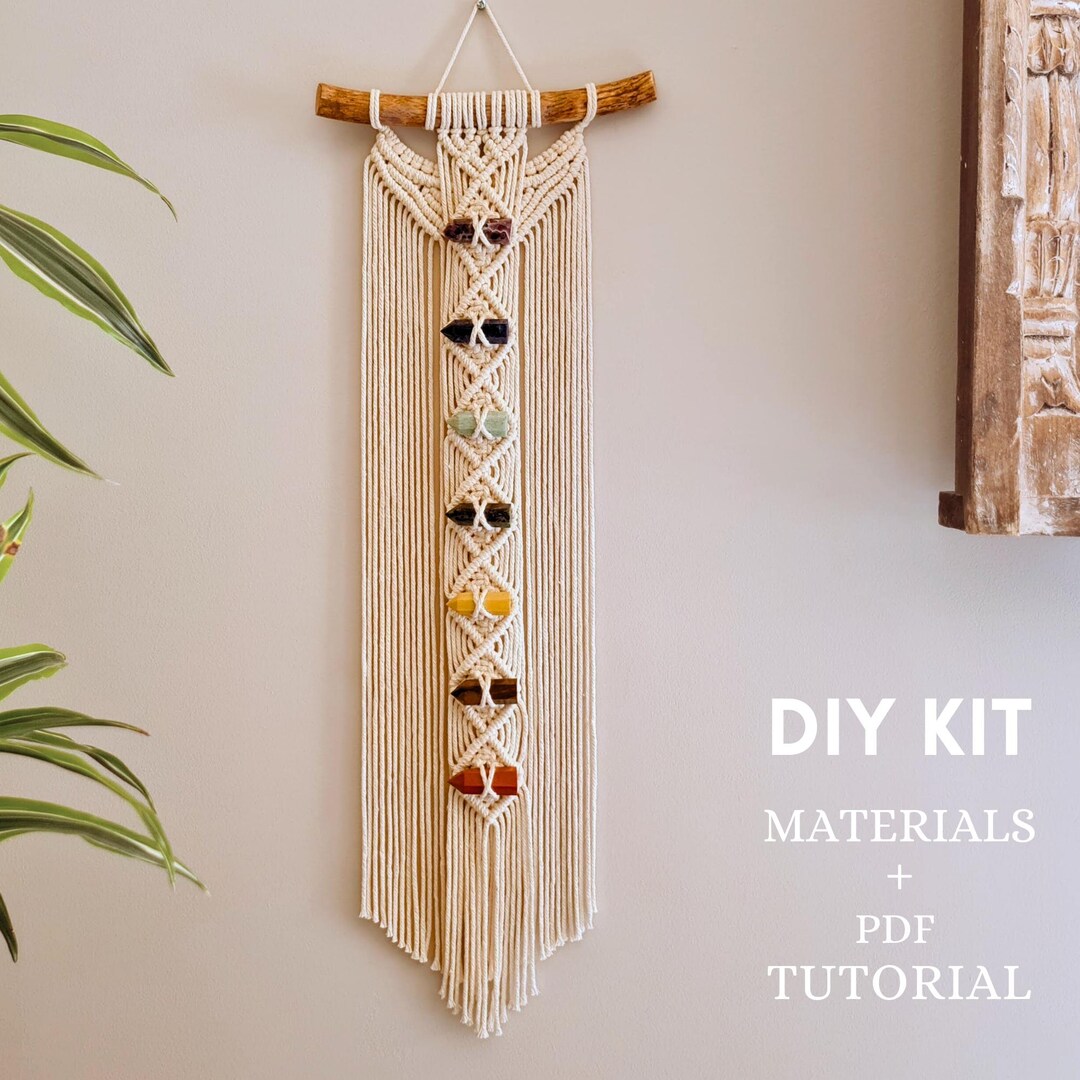 DIY Macrame Kit, Chakra Macrame Wall Hanging Pattern + Materials, Adult ...