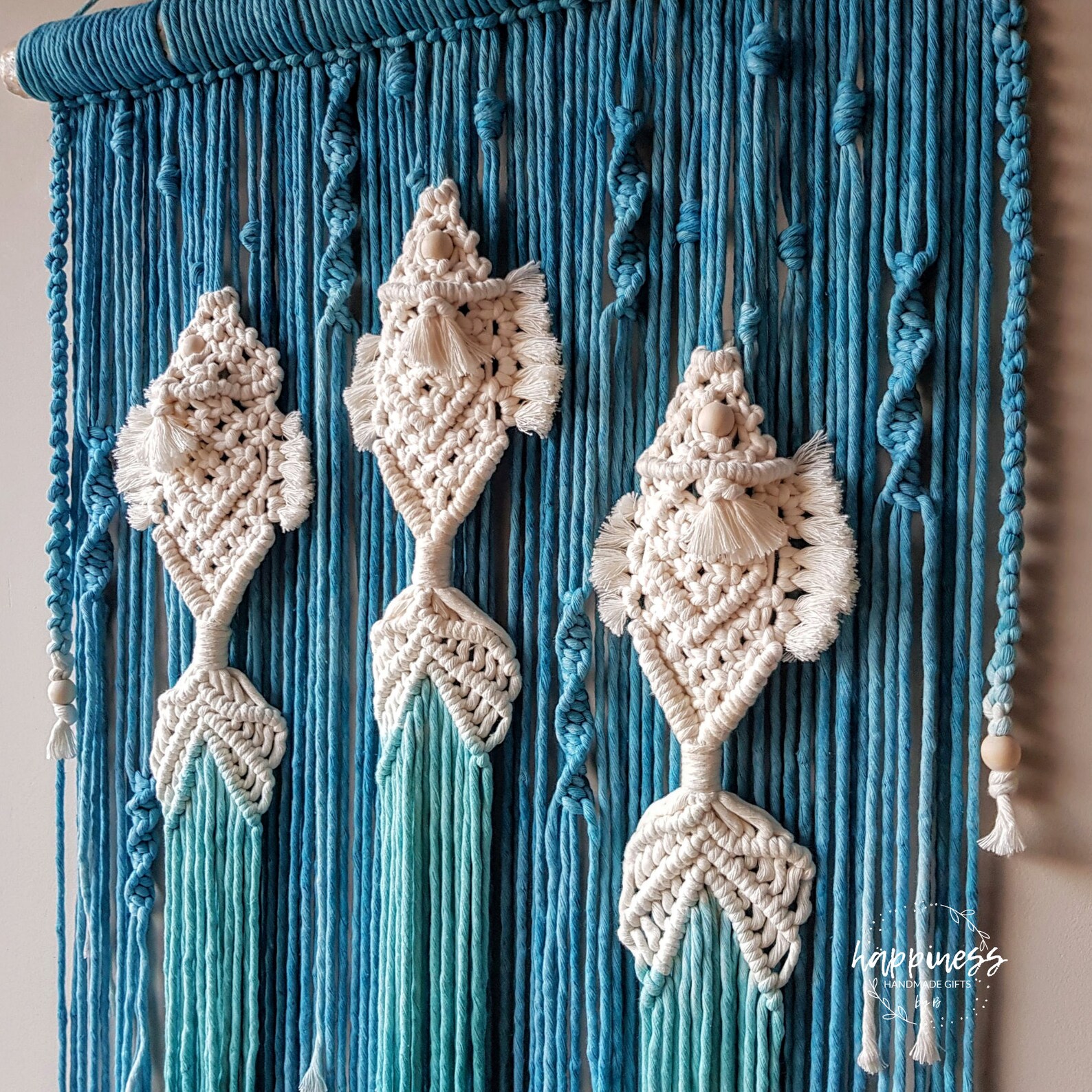 Macrame Fish Wall Hanging Boho Fish Fiber Wall Art Dip Dyed | Etsy