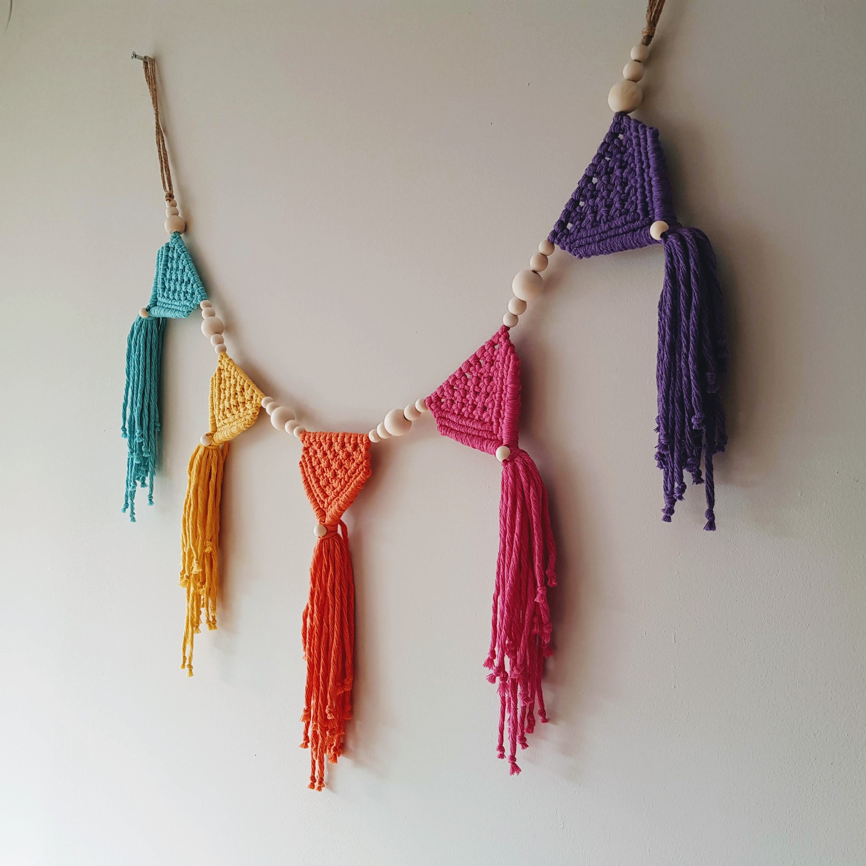 Rainbow Macrame Banner, Baby Shower Backdrop, Nursery Decor, Macrame ...