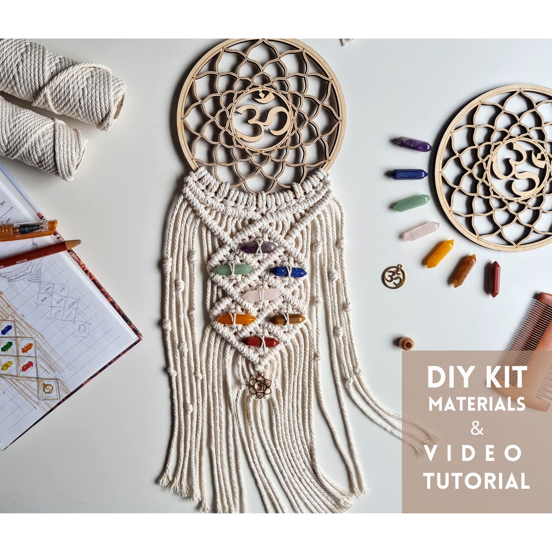 DIY Macrame Kit Chakra Macrame Dreamcatcher DIY Set - Etsy