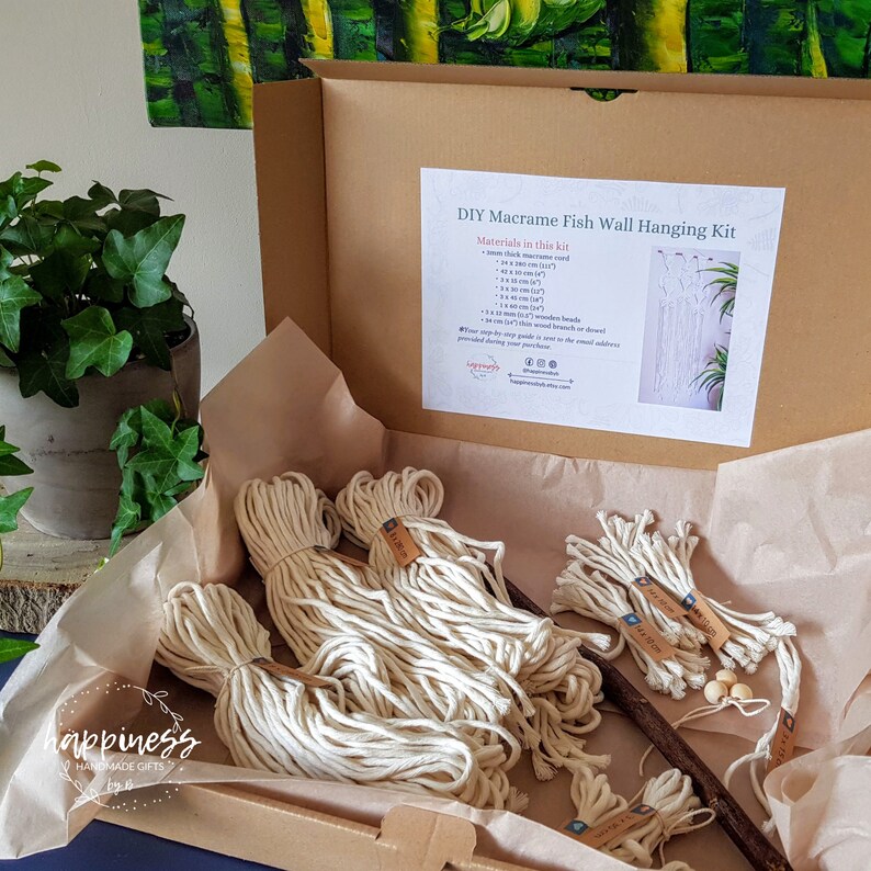 DIY Macrame Kit Fish Macrame Wall Hanging Kit Macrame | Etsy