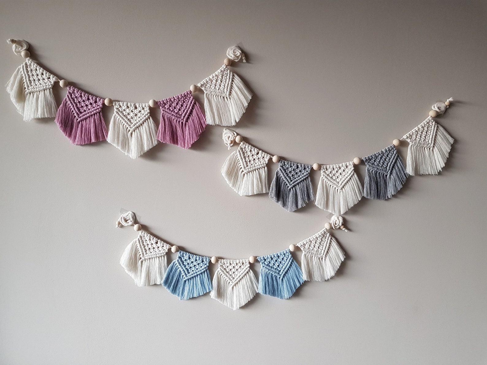 Macrame Banner: Blue & White Nursery Garland - Etsy