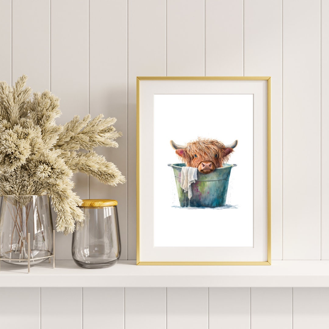 Watercolour Highland Cow Print - Etsy