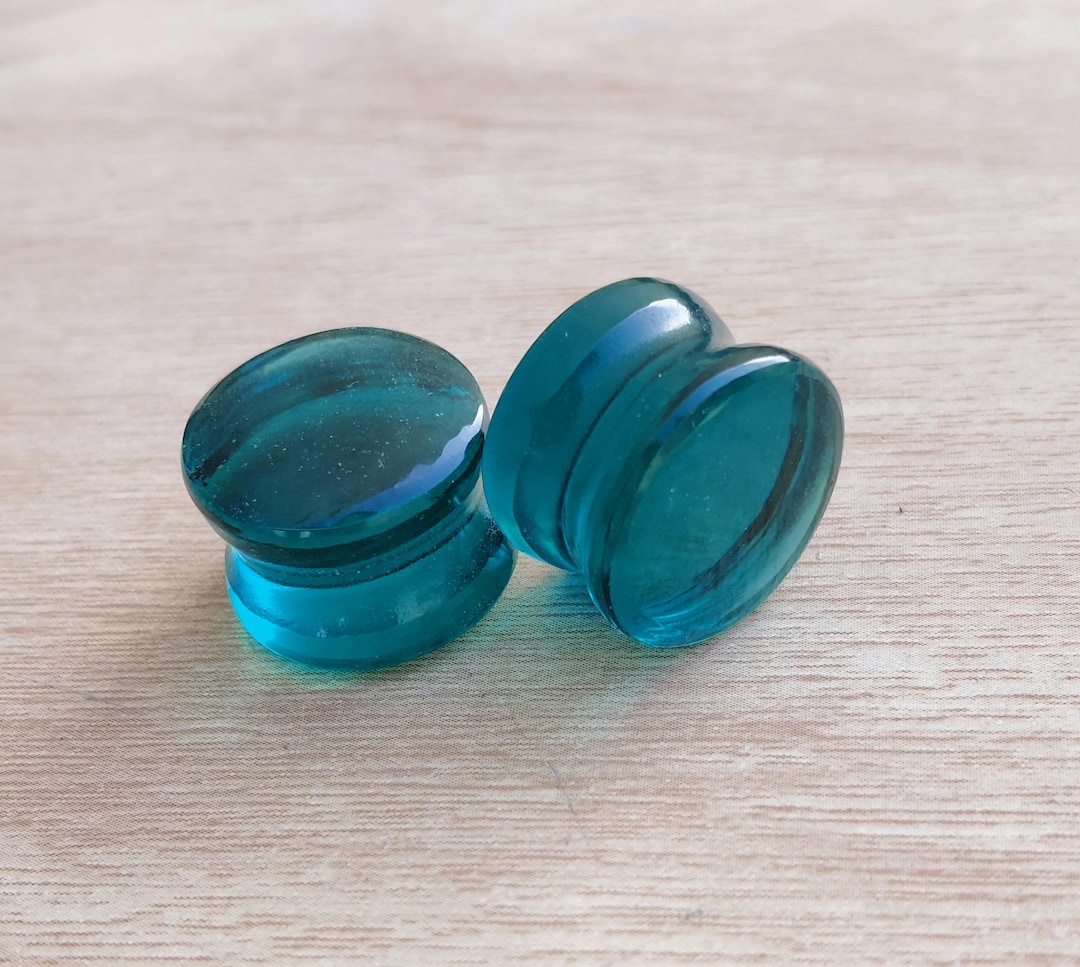 Peacock Green Quartz Gemstone, Tunnel Plug Double Flare Plug Smooth ...